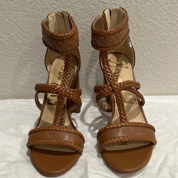 Sam Edelman | Shoes | New Sam Edelman Cognac Tstrap Ankle Block Heel ...